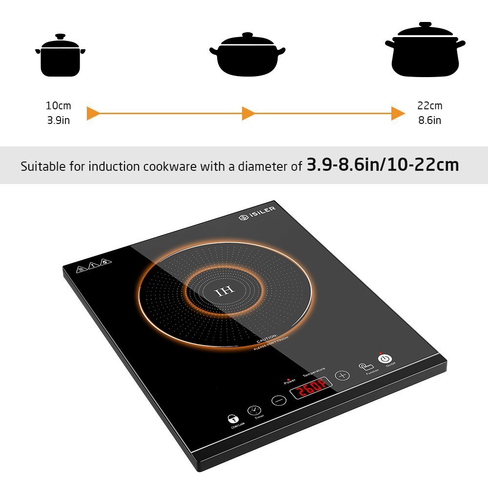 US Sold Only Portable Induction Cooktop, iSiLER 1800W Sensor Touch ...