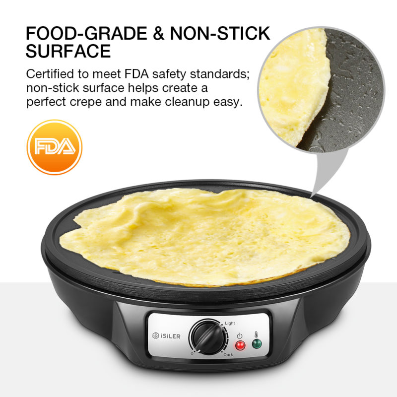 US Sold Only Electric Crepe Maker, iSiLER 1080W Electric Pancakes Maker ...